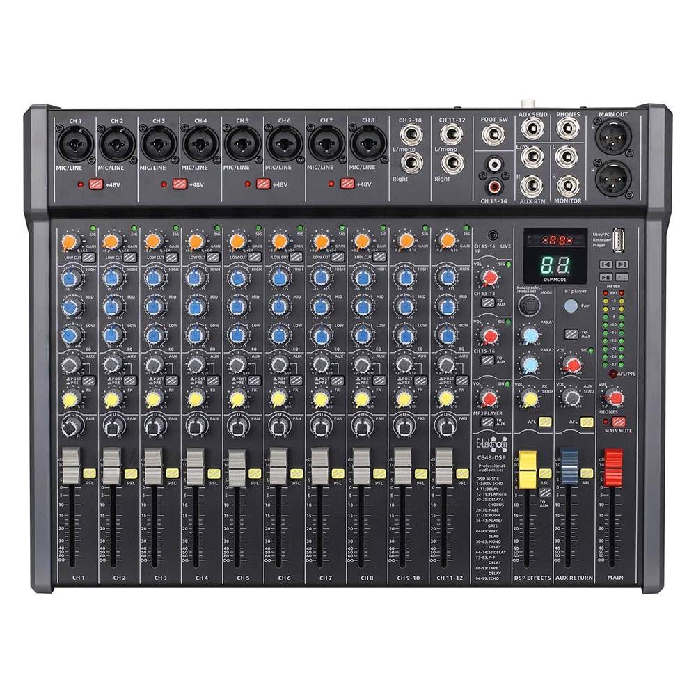 E-Lektron E-lektron C848 16-Channel Mixer w/ DSP FX Bluetooth & USB-A ...